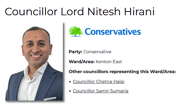A Harrow Tory councillor, ‘Lord’ – Harrow Monitoring Group